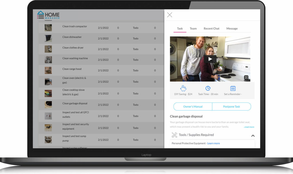 Home management app for maintenance, inventory and more